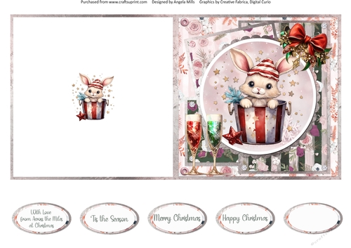 Traditional Christmas 57: Festive Bunny 5 x 5 Quick Cut & Fold Card ...