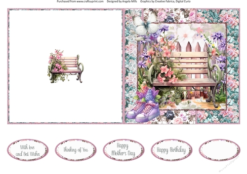Glorious Spring 9: Garden Bench 5 x 5 Quick Cut & Fold Card with ...