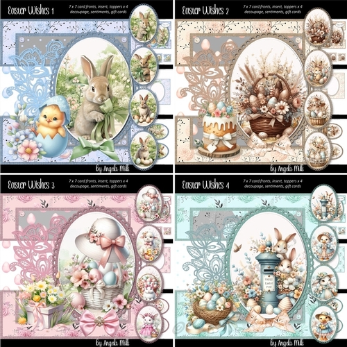 Easter Wishes 1 to 4 Bumper Kit: Four 7 x 7 Card Mini-Kits, 28 Sheets ...