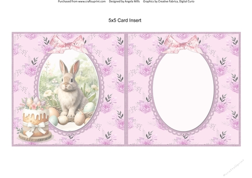 Easter Wishes 6: Easter Bunny & Easter Eggs 5 x 5 Card Insert with Pink ...