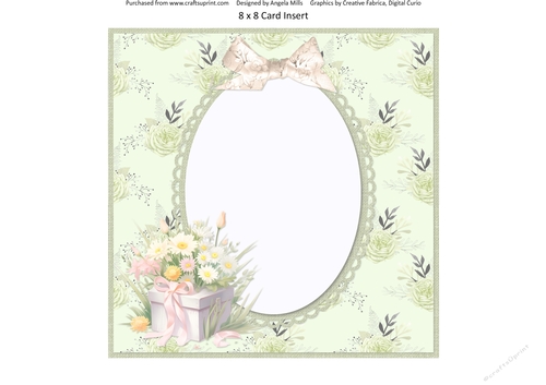 Easter Wishes 7: Easter Bunny & Eggs 8 x 8 Card Insert with Green ...