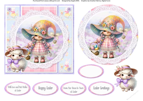 Easter Kittens & Gnomes 14: Cute Girl Gnome & Easter Bonnet Sheep 6 x 6 ...