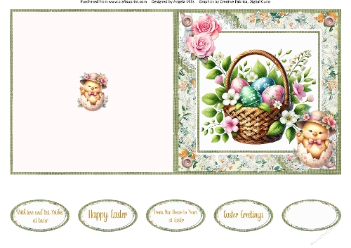 Bright Easter 15: Easter Egg Basket 5 x 5 Quick Cut & Fold Card with ...
