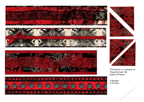 A4 Set of Four Red/Black Borders and Four Corners - CUP912719_89143 ...