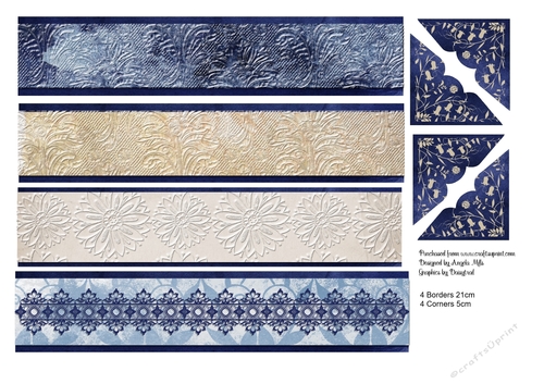 A4 Set of Four Borders and Corners Midnight Blue/Gold - CUP917658_89143 ...