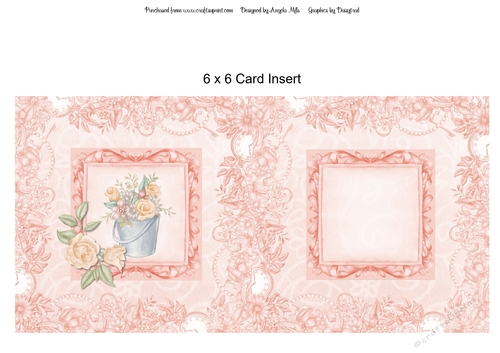 6 x 6 Card Insert Pink/White Rose/Floral - CUP958646_89143 | Craftsuprint