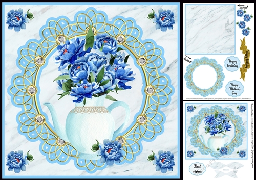 Blue marble flowers - CUP988079_18427 | Craftsuprint