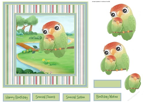 Cute cartoon birds 7x7 card - CUP1038604_8 | Craftsuprint
