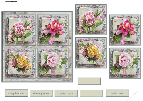 Vintage flowers 6x6 card - CUP1062614_8 | Craftsuprint