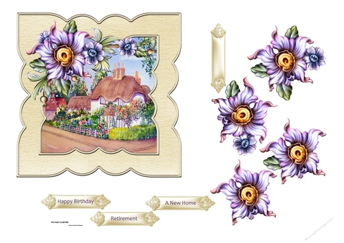 Cottage with thatch roof 6x6 card - CUP1067367_8 | Craftsuprint