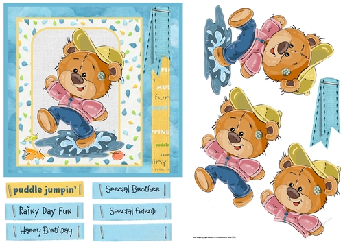 Teddy puddle splashing 6x6 - CUP1093104_8 | Craftsuprint