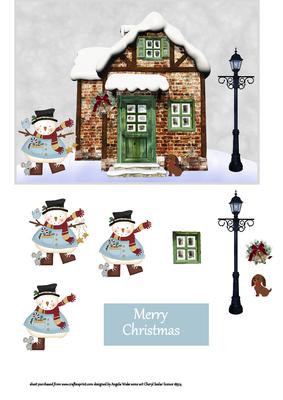 Snowman on Guard with Pooch Watching - CUP111228_8 | Craftsuprint