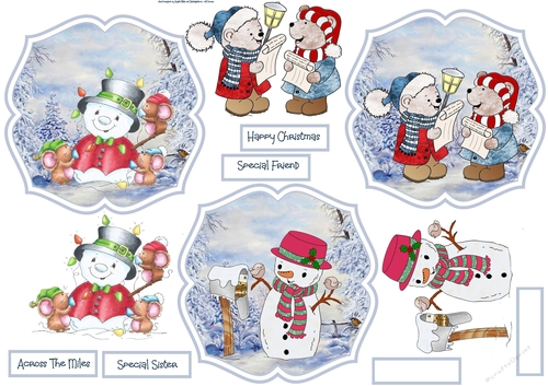 Snowman and bears toppers - CUP1170866_8 | Craftsuprint