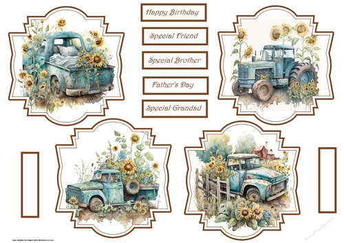 Blue truck and tractor toppers - CUP1201192_8 | Craftsuprint