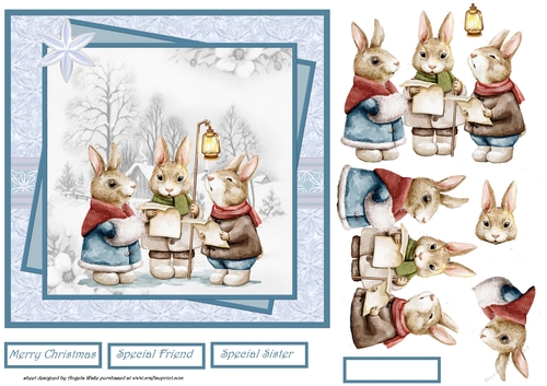 Rabbits carol singing 7x7 - CUP1216052_8 | Craftsuprint
