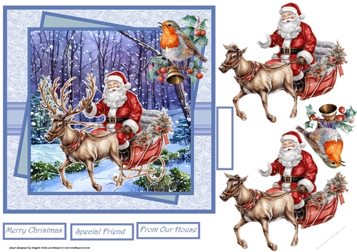 Santa on his sledge 7x7 - CUP1223266_8 | Craftsuprint