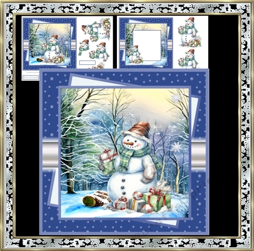 Snowman with gifts and decoupage, insert and gift tags - CUP1258489_8 ...
