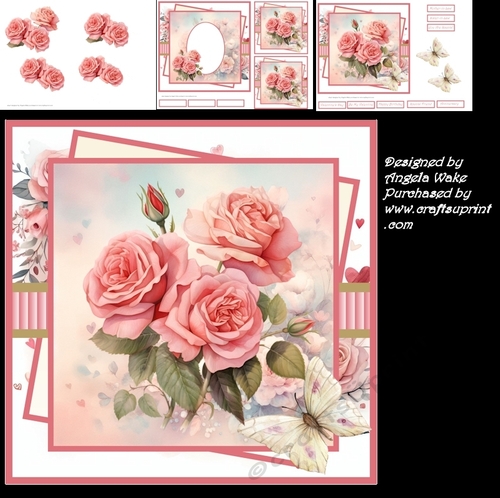 Valentine rose 7x7, sentiment tiles, decoupage, insert and toppers ...