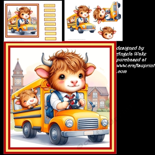 Highland cow back to school 7x7, sentiment tiles and decoupage ...