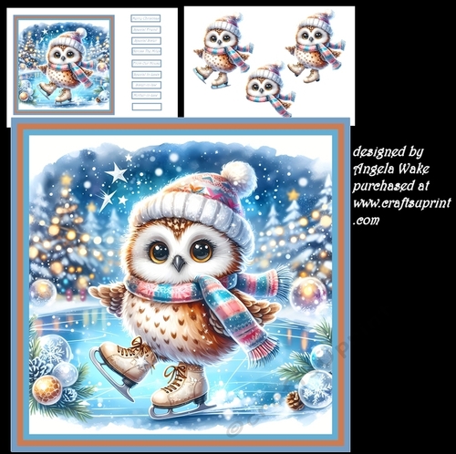 Ice skating owl 7x7, sentiment tiles and decoupage - CUP1305140_8 ...
