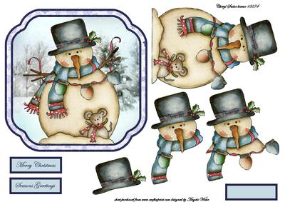 Snowman with His Mouse Friend - CUP350870_8 | Craftsuprint