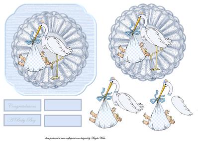 Baby Boy with Stork Card Front - CUP377000_8 | Craftsuprint