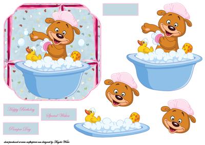 Bubble Bath Time Card Front - CUP385299_8 | Craftsuprint