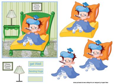 Flu and Fever Get Well Card Front - CUP386492_8 | Craftsuprint