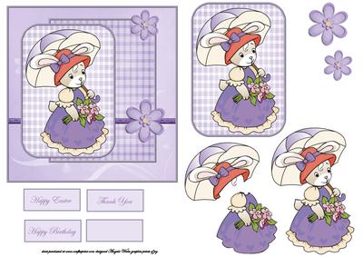 Sunshade Rabbit Card Front and Topper - CUP392682_8 | Craftsuprint
