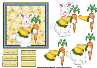 Rabbit with a Carrot Card Front with Decoupage and Sentiment ...