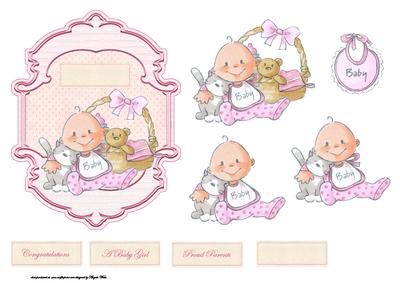 Baby Girl Card Front with Decoupage - CUP410527_8 | Craftsuprint