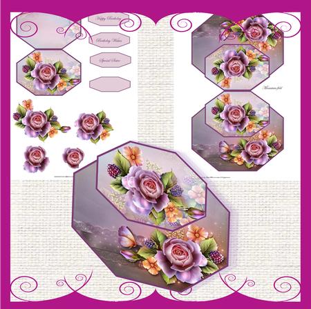 Lilac English Rose Octagon Shaped Card Mini Kit - CUP413666_8 ...