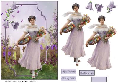 Italian Lady Gathering Flowers Card Front with Decoupage - CUP419644_8 ...