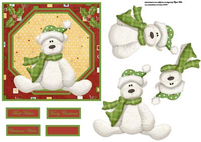 Polar Bear Christmas Card Front with Decoupage - CUP420331_8 | Craftsuprint