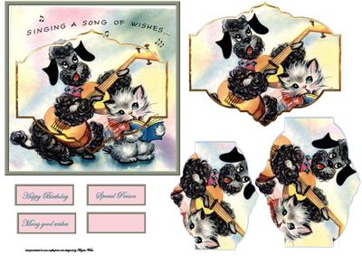 Musical Dog and Cat Card Front - CUP422978_8 | Craftsuprint