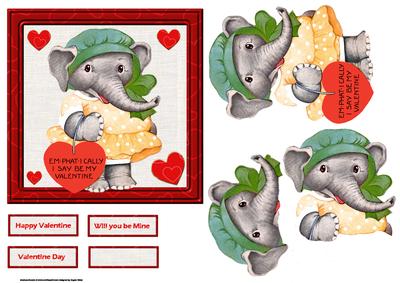 Elephant Valentine Card and Decoupage - CUP482587_8 | Craftsuprint