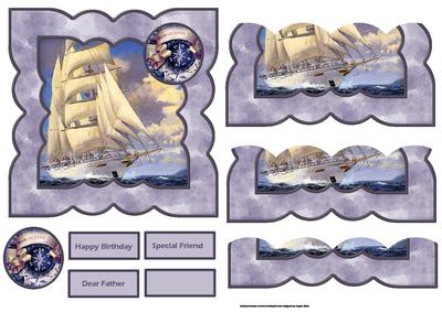 Sailing Ship Card with Bottom Stackers - CUP495183_8 | Craftsuprint