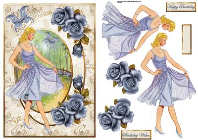 Lady in Blue Bell Woods Card with Decoupage - CUP510399_8 | Craftsuprint