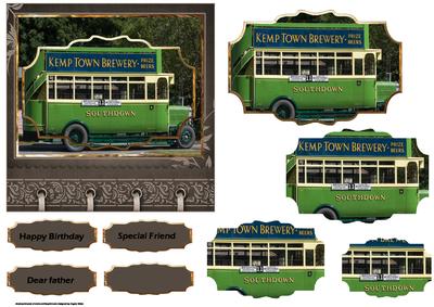 Green Vintage Bus Card with Shaped Layer - CUP519139_8 | Craftsuprint
