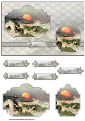 Sunset at Sea Card with Toppers - CUP532450_8 | Craftsuprint
