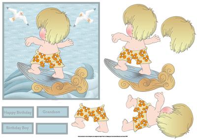 Summer Fun, Boy Surfer Card with Decoupage - CUP543171_8 | Craftsuprint