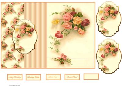 Variety Rose Fold Back Card with Toppers - CUP545384_8 | Craftsuprint