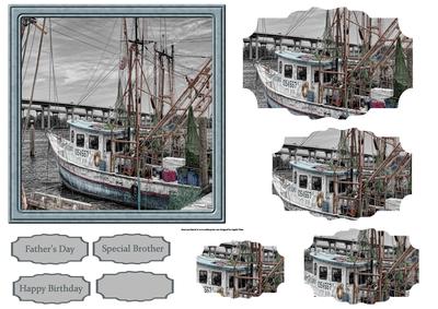 Fishing Boat Scene Card with Shaped Stackers - CUP547989_8 | Craftsuprint