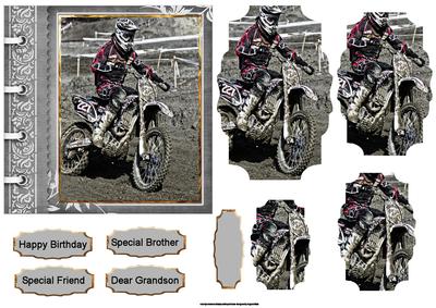 Dirt Track Rider Card with Shaped Stackers - CUP552551_8 | Craftsuprint