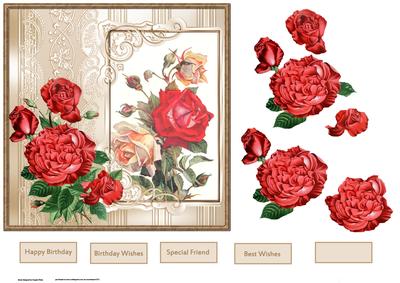Vintage Red Rose Card with Decoupage - CUP563995_8 | Craftsuprint