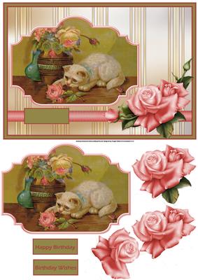 Cat and a Rose Card with Decoupage - CUP573312_8 | Craftsuprint