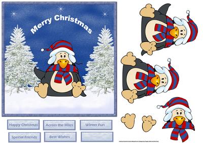 Penguin Winter Fun Card with Decoupage - CUP573855_8 | Craftsuprint