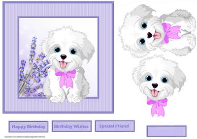 Cute White Dog Card with Decoupage - CUP590548_8 | Craftsuprint