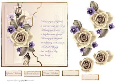 Rose and Viola Card with Decoupage - CUP593500_8 | Craftsuprint