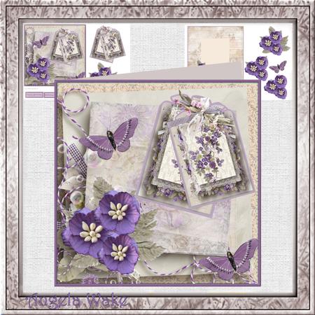 Violets and Butterfly Mini Kit Card - CUP609390_8 | Craftsuprint